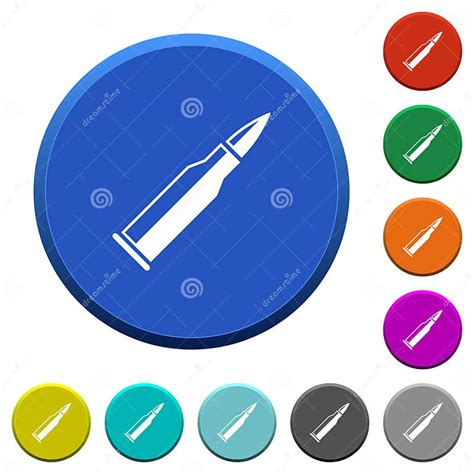 Bullet Rifle Ammo With Gloss Beveled Buttons Stock Vector Illustration Of Explosive Military