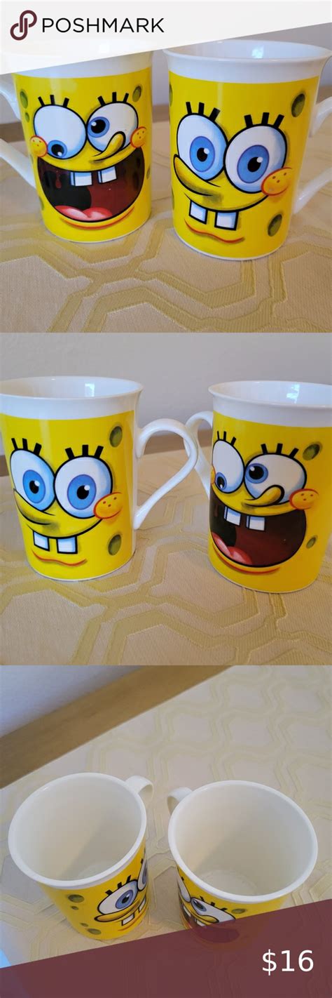 Spongebob Squarepants Ceramic Two Face Coffeetea Mugs Set Of 2 In 2023