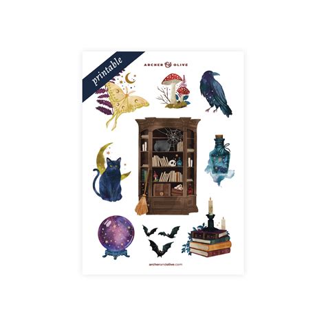 Raven And Books Printable Stickers Archer And Olive