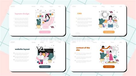 Website Programming Web Banner Or Landing Page Set Content Management