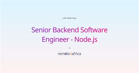 Remote Senior Backend Software Engineer Nodejs Job At Internet