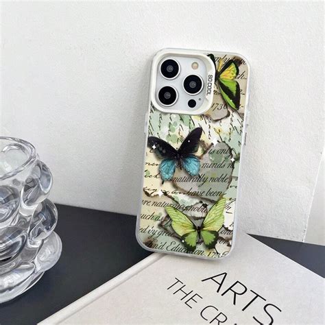 1 Pezzo Custodia Per Telefono Verde Con Design Di Farfalle Inglesi Con