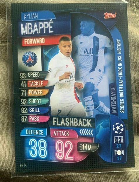 Topps Match Attax Kylian Mbappe Champions League Flashback Fb Psg Ebay Match