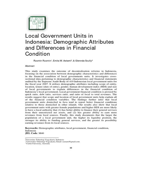 Local Government Units In Indonesia Demographic Attributes And D