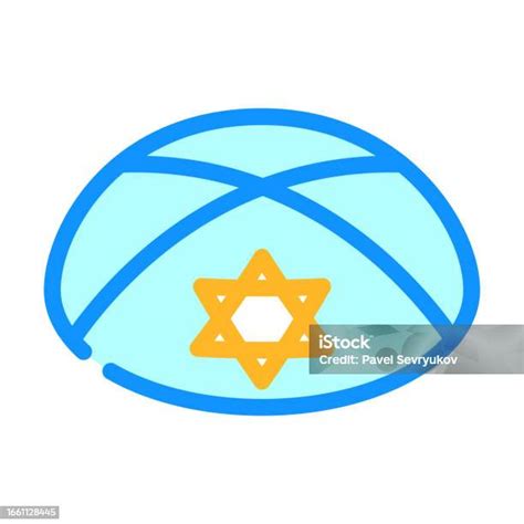 Kippah Yarmulke 유대인 색상 아이콘 벡터 그림 메노라에 대한 스톡 벡터 아트 및 기타 이미지 메노라 벡터