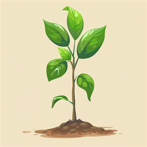 Um Desenho De Uma Planta Com Folhas Verdes E Um Fundo Marrom Imagem