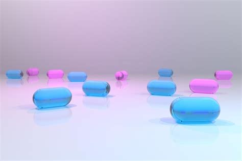 Renderização 3d transparente de ilustração vermelha e azul de