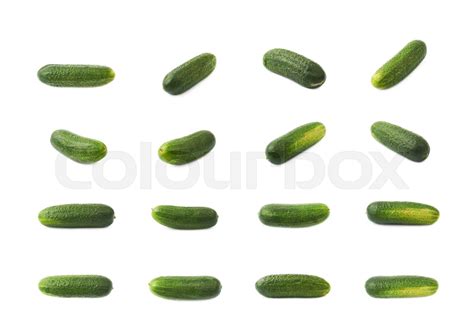 Fresh Green Cucumber Isolated Stock Image Colourbox