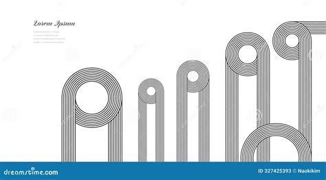 Abstract Black White Stripe Line Geometric Building Pattern Loop Design Element Retro Styled
