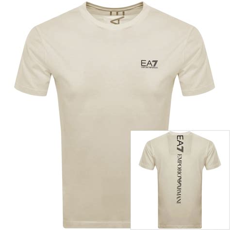Ea7 Emporio Armani Logo T Shirt Cream Mainline Menswear