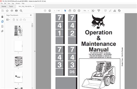 Bobcat 741 742 743 743 Ds Loader Operation And Maintenance Manual 6570166 Pdf Download