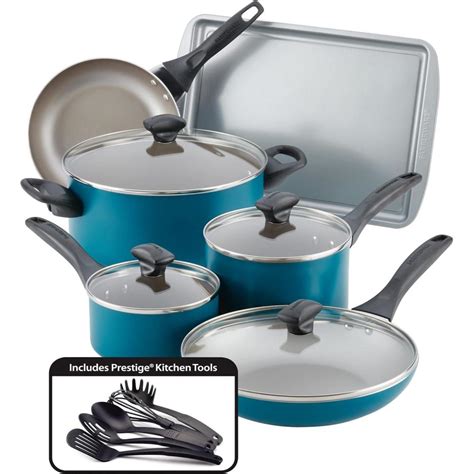 Farberware Dishwasher Safe Nonstick 15 Piece Cookware Set Aquateal