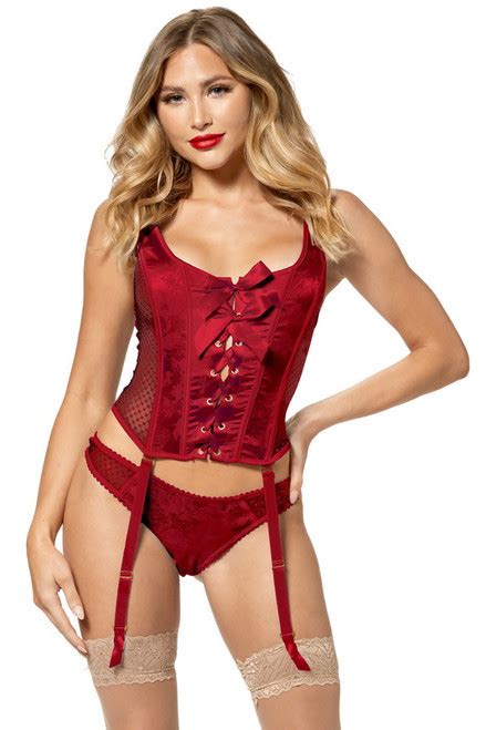 Wine This Kiss Gartered Bustier And Panty Spicy Lingerie