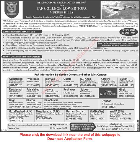 Paf College Lower Topa Murree Admission 8th Class 2022 2023 Join To Be A Gd Pilot In Pakistan