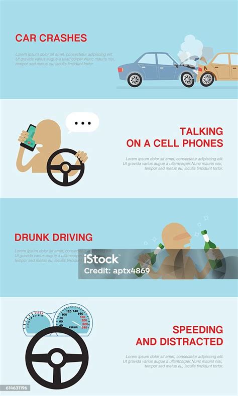 Infographics Banners Collection With Causes Of Car Accidents Stock