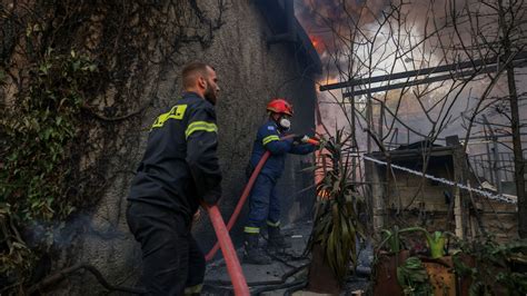 Hospitals Evacuated As Wildfires Spread Near Greek Capital Athens