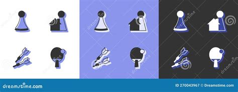 Set Racket Chip For Board Game Dart Arrow And Icon Vector Stock