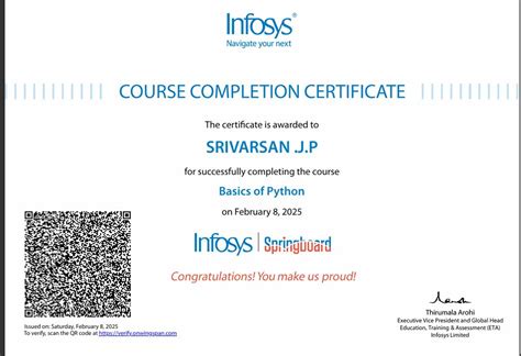 Python Learning Infosysspringboard Codingjourney Srivarsan Jp