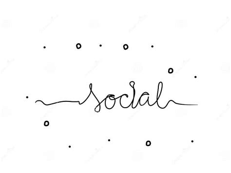 Social Text Word One Line Drawing Hand Drawn Vector Object Illustration Minimalism Hand