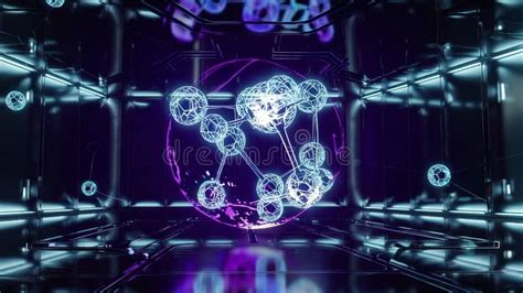 Earth Transforming Into Abstract Molecule Structure In Digital Room