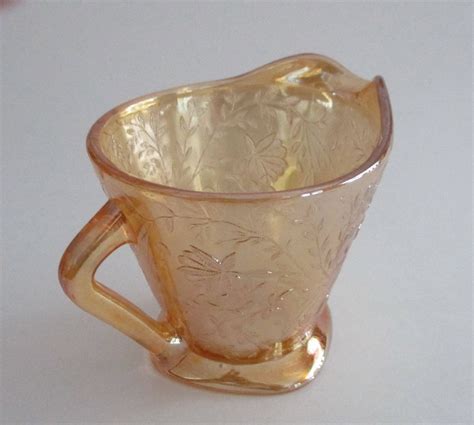 Depression Glass Pitcher Creamer Peach Lustre Approx 35 Etsy