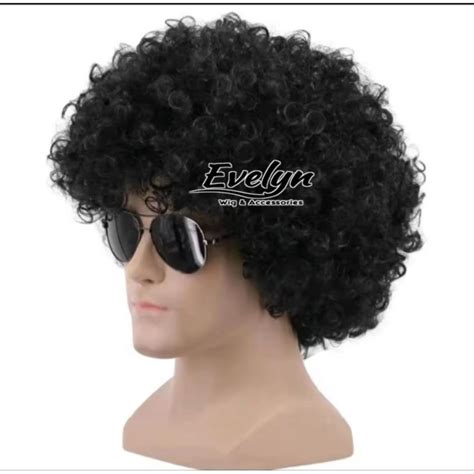 Jual Wig Kribo Hitam Rambut Palsu Kribo Pria Wig Kribo Kriting Shopee Indonesia