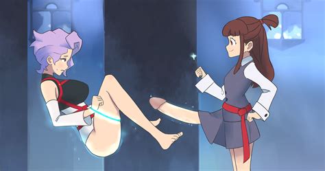 Rule 34 1futa 1girls Akko Kagari Big Breasts Big Penis Bottomless Breasts Brown Hair Clothed