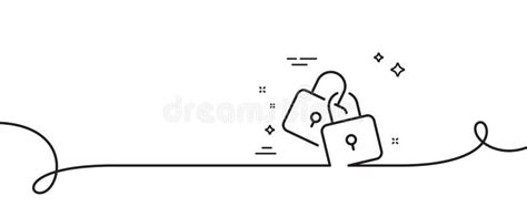 lock line icon wedding padlock sign continuous line with curl vector