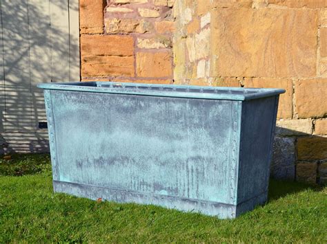 The Rectangular Copper Garden Planter Rolled Edge Small Narrow
