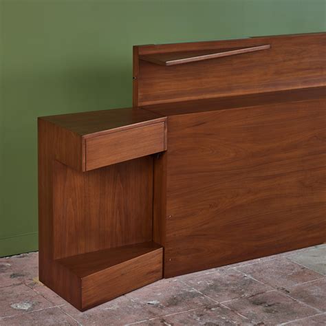 Custom American Walnut King Headboard With Nightstands For Sale At 1stdibs