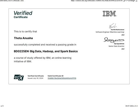 Bigdata Hadoop Spark Harvard Edx Anusha Thota