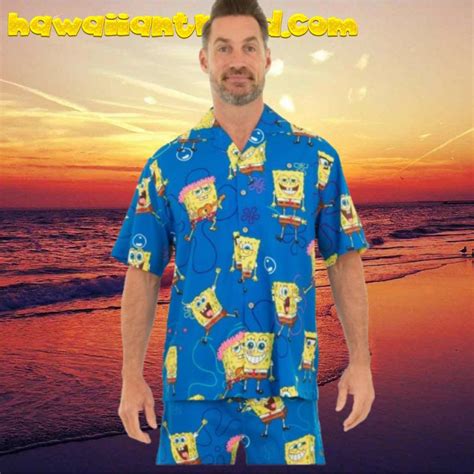 Spongebob Cosplay Playing Guitar On The Beach Hawaiian Shirt