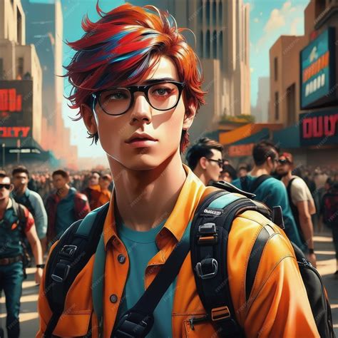 Premium Ai Image A Man With Red Hair And Glasses Is Standing In Front