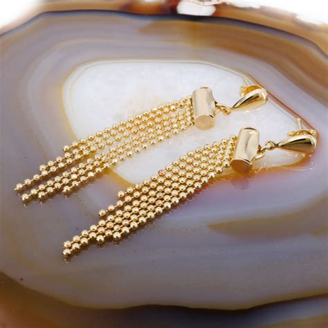 Cercei Placati Cu Aur Galben Model Franjuri Bobite Cod 3385