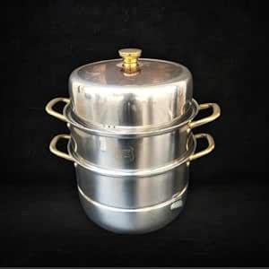 Shoppers Hub PNQ 30cm Wide Gold SS 3 Tier MANUAL Rice Corn Momo