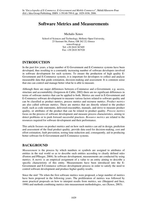 Pdf Software Metrics And Measurements