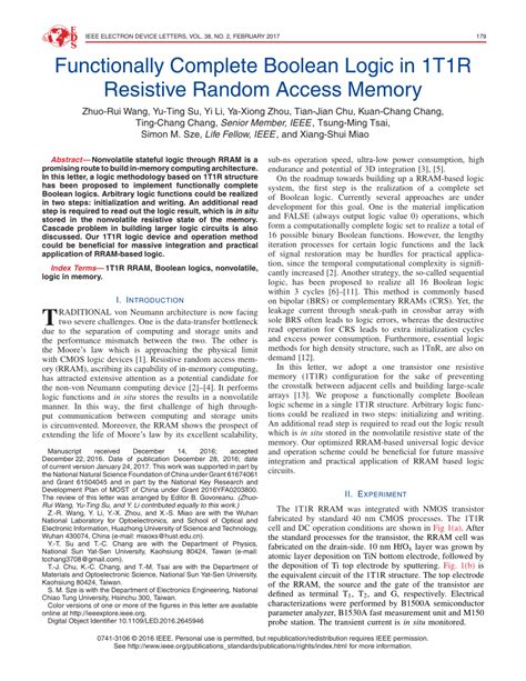 Pdf Functionally Complete Boolean Logic In 1t1r Resistive Random