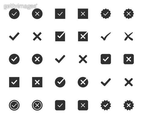 Vector Set Of Check Mark Flat Icons Tick And Cross Yes And No Icons