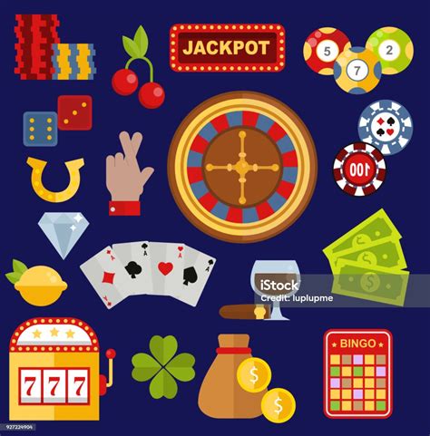 카지노 도박 게임 벡터 아이콘 포커 기호 및 카지노 블랙 잭 카드 도박 돈을 우승 아이콘 룰렛 도박꾼 조 커 슬롯 머신 우승자 잭 팟 개념 가능성에 대한 스톡 벡터 아트 및