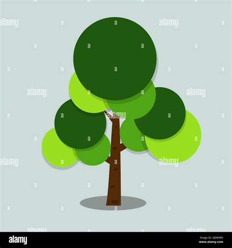 Symbols Tree Icon Green With Beautiful Leavesvector Illustration