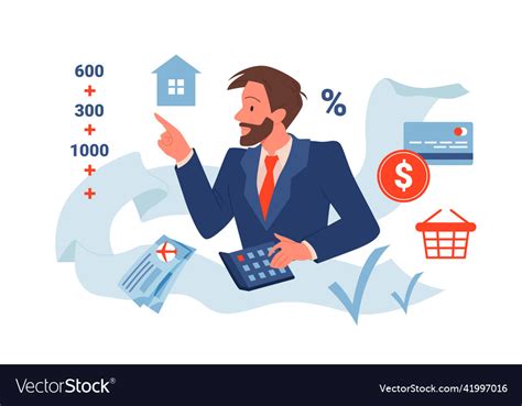 Cartoon Man In Suit Calculating Allocation Vector Image