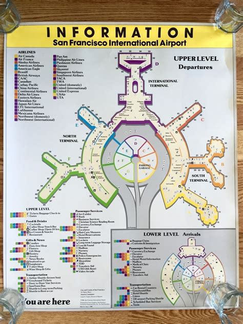 Vintage San Francisco International Airport Terminal Map Poster 1988