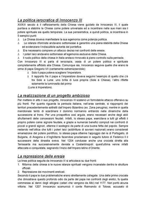 Da Innocenzo Iii A Federico Ii Di Svevia Docsity