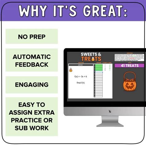 Evaluating Functions Halloween Algebra Activity Self Checking Digital