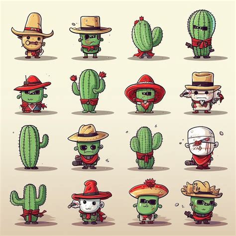Kaktus Clipart Sammlung Premium Vektor