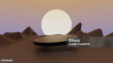 풍경 모래 바위와 하늘 배경이 있는 자연 연단 또는 받침대 제품 쇼케이스 및 프레젠테이션을 위한 빈 플랫폼 3d 렌더링 3차원 형태에 대한 스톡 사진 및 기타 이미지