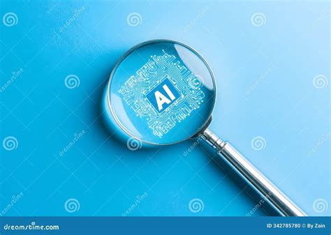 Magnifying Glass Focusing On Ai Circuit Artificial Intelligence And Technology Concept Stock