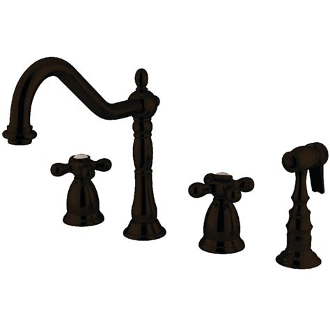 Kingston Brass Heritage Deck Mount Widespread Kitchen Faucet With Bras