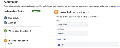 updating epic status based on epic workflow status transition