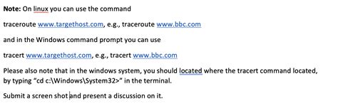 Solved Note On Linux You Can Use The Command Traceroute Chegg